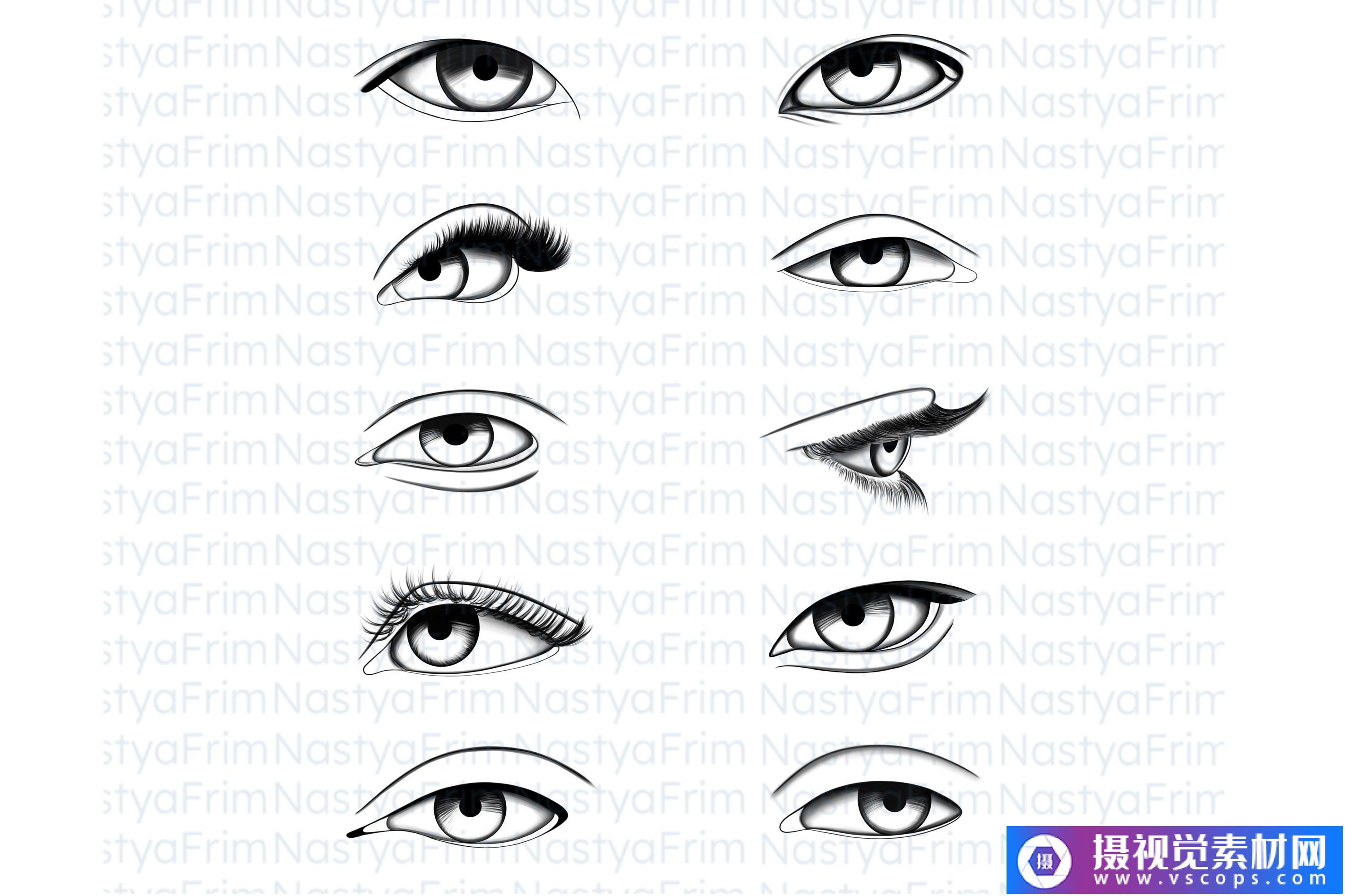 20种不同眼睛Procreate画笔 Eye Stamps for Procreate - 摄视觉