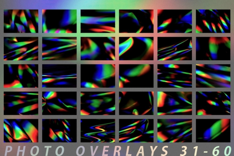 高质量梦幻多棱镜反射散景噪点模糊PS叠加层纹理素材 Light Dispersion Photo Overlays - 摄视觉